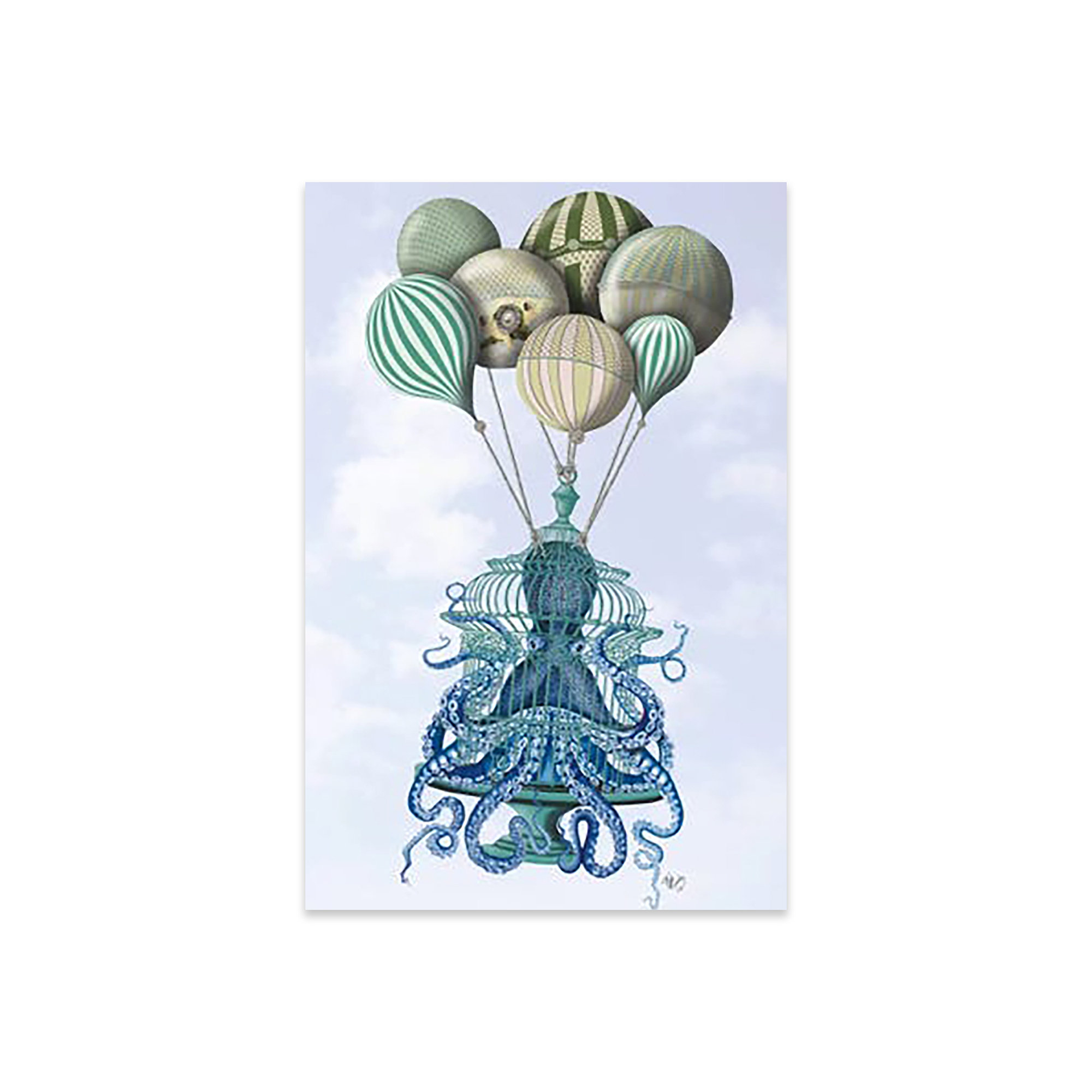 Trinx Octopus Cage And Balloons Print On Acrylic Glass | Wayfair