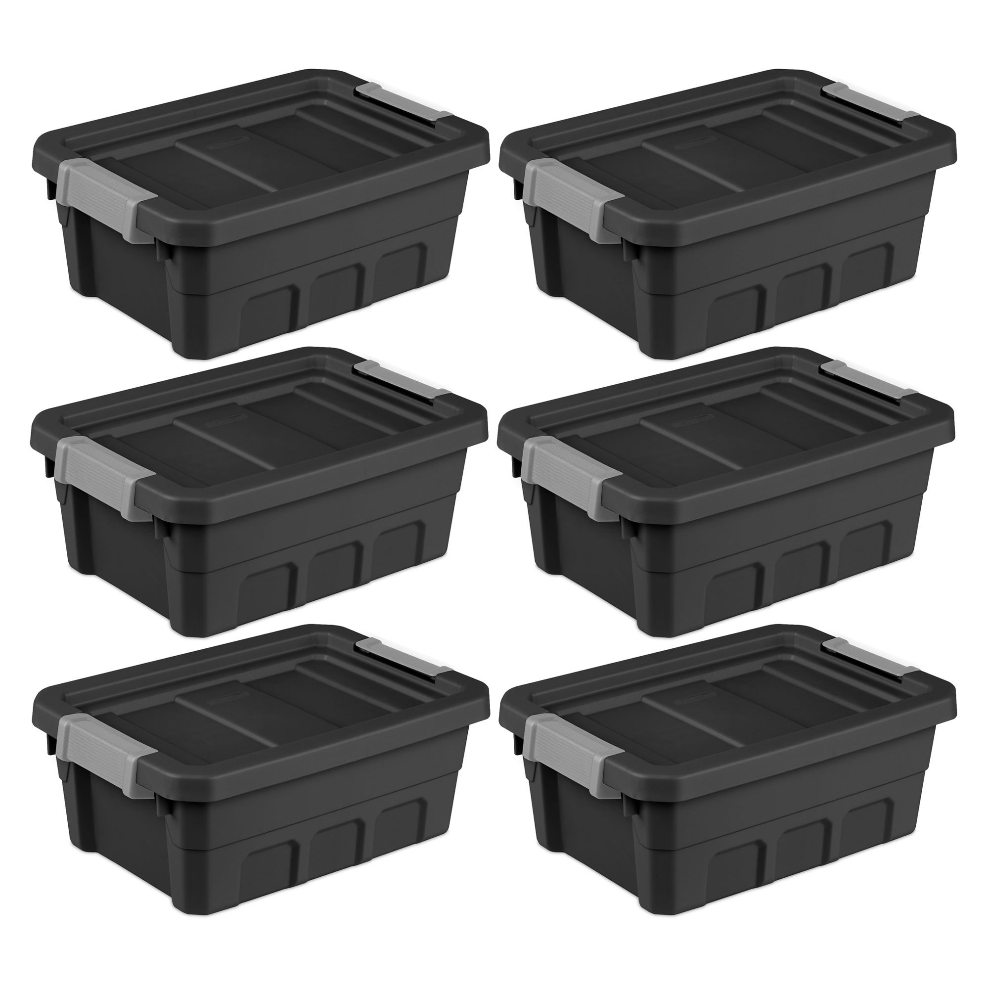 Sterilite Rugged Industrial Stackable Storage Tote w/ Lid, Black ...