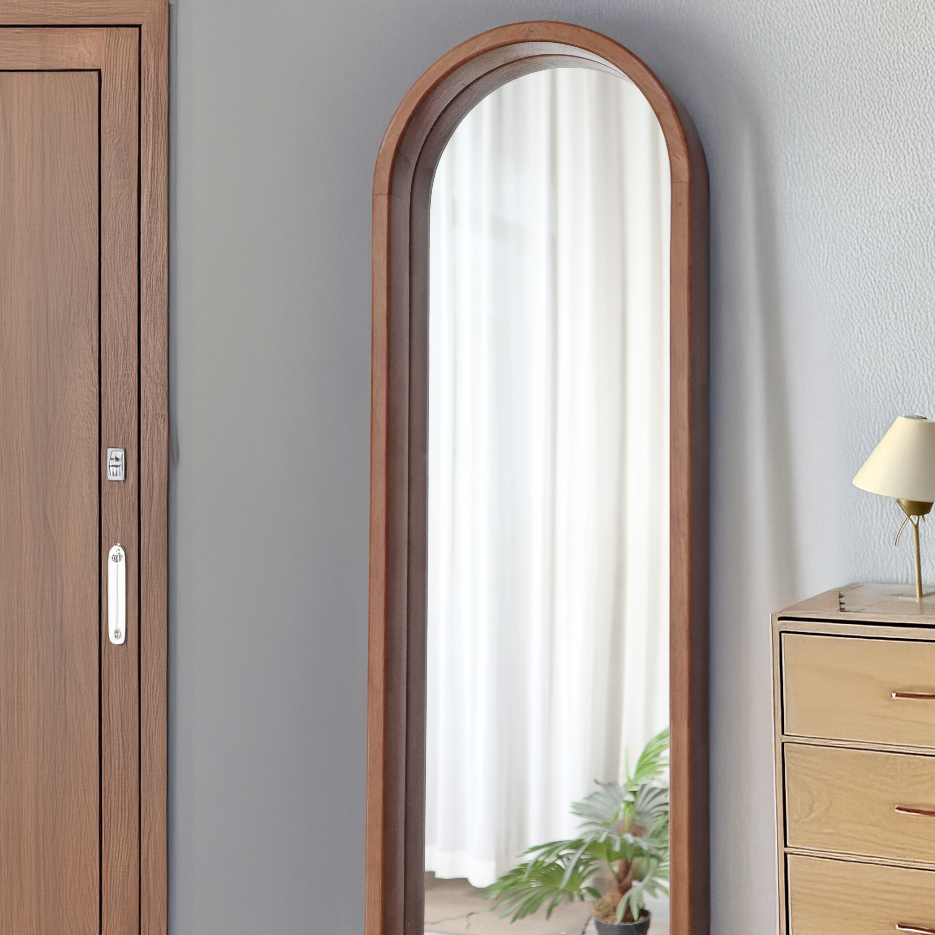Ebern Designs Vanhook Rounded Corner Slim Profile Full Length Mirror ...