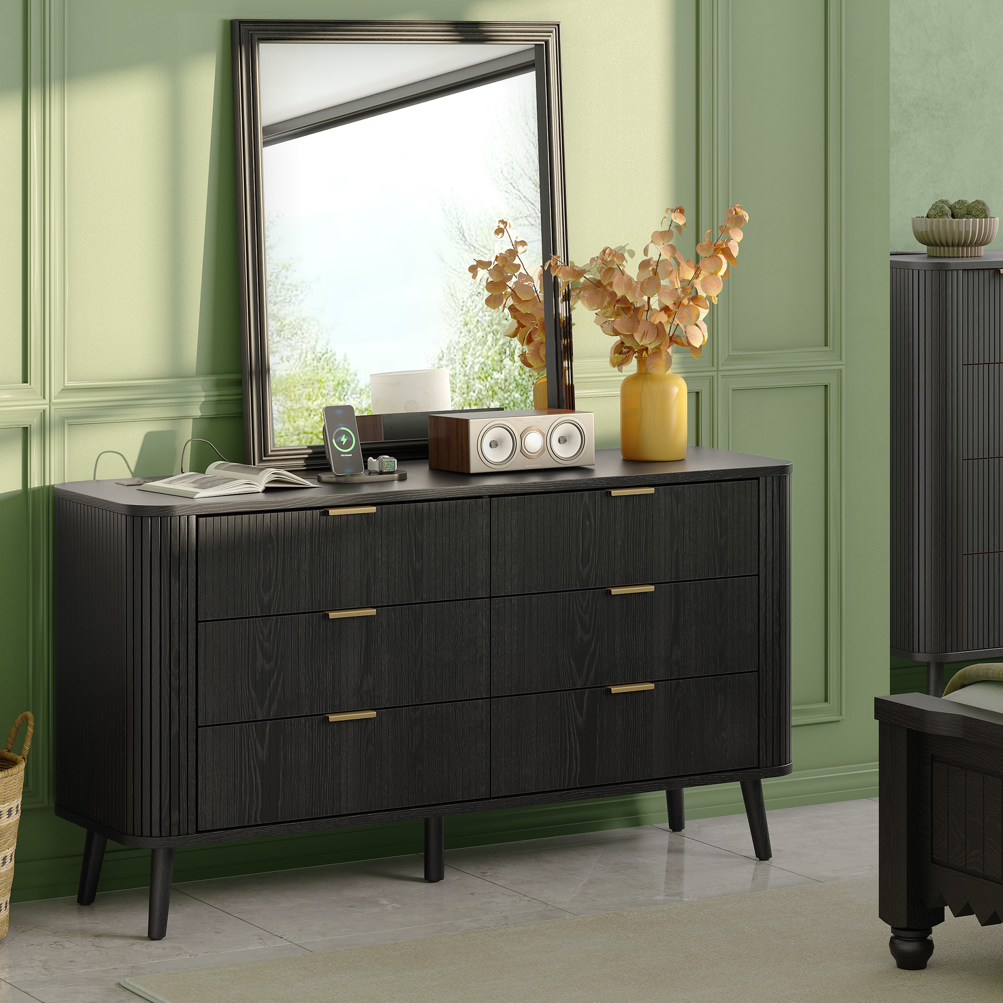 George Oliver 6 Drawer Dresser for Bedroom, Mid Century Modern Dressers ...