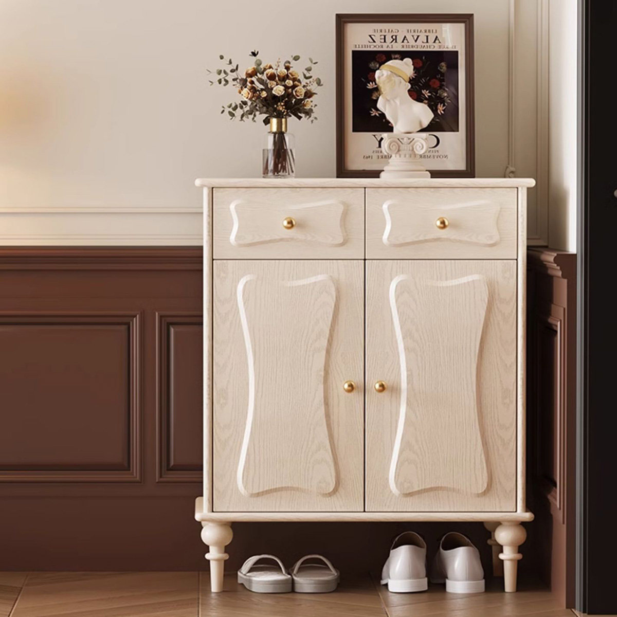 Dainty Table Armoire de rangement pour chaussures en bois massif 15 ...
