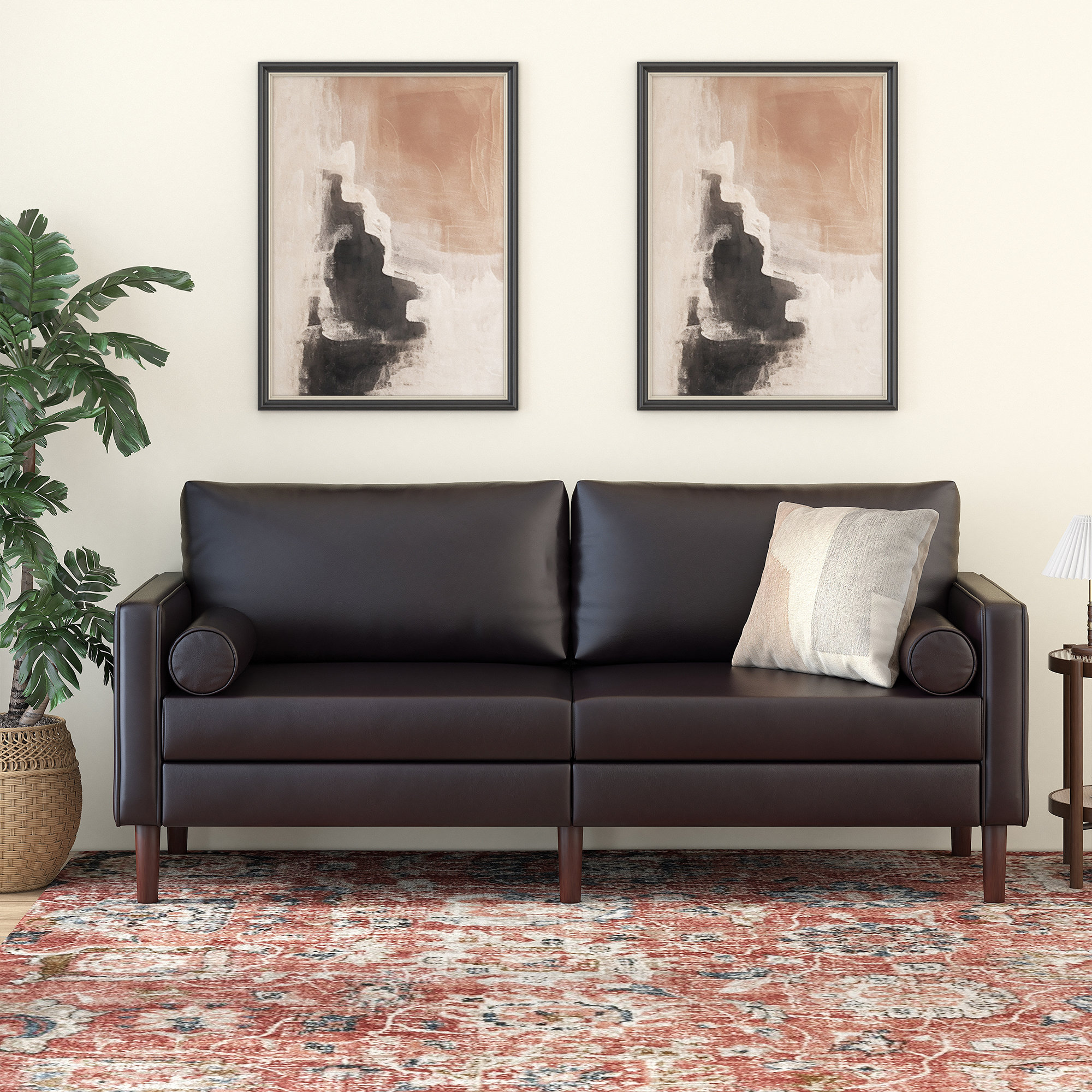 Ebern Designs Camac 76.2'' Faux Leather Square Arms Sofa | Wayfair
