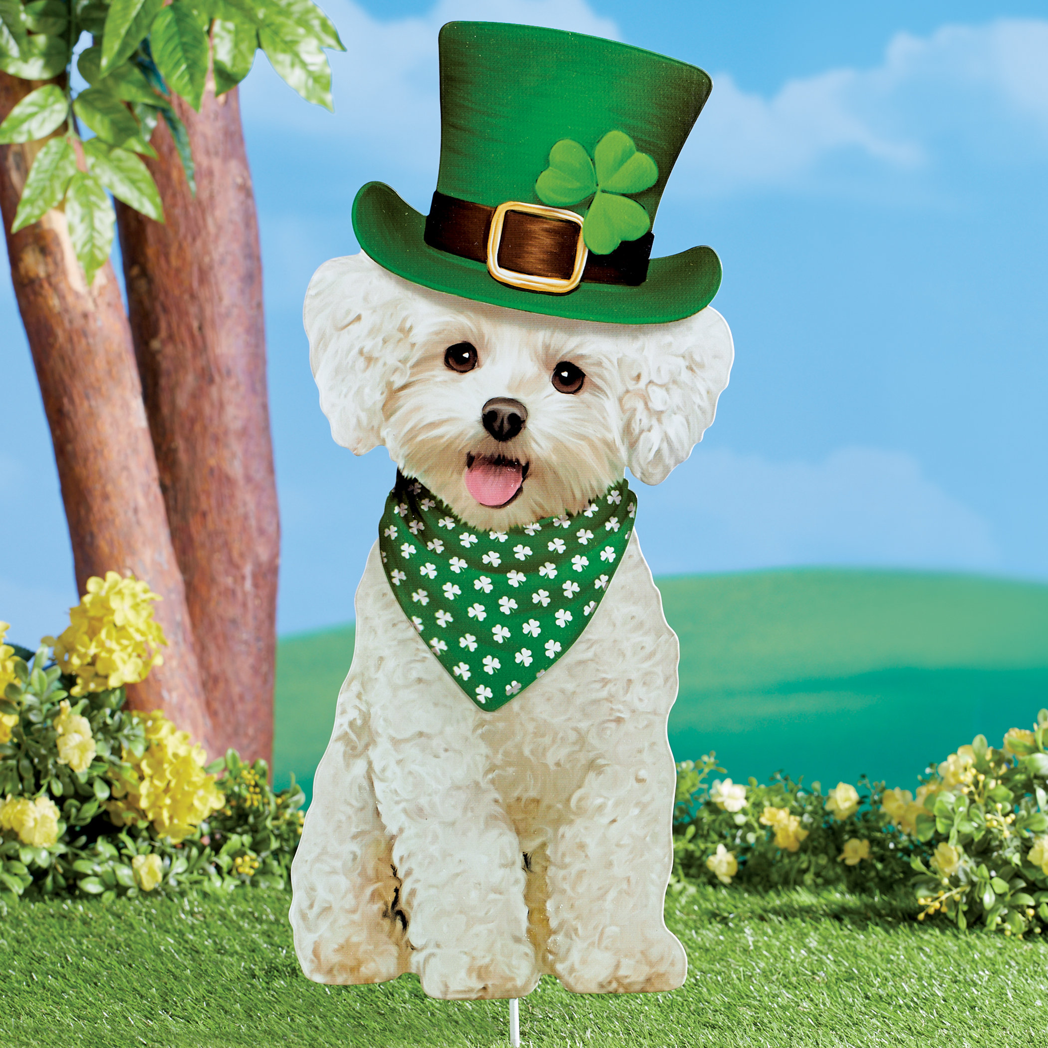 The Holiday Aisle® Realistic Bichon Frisé St. Patrick's Day Outdoor ...