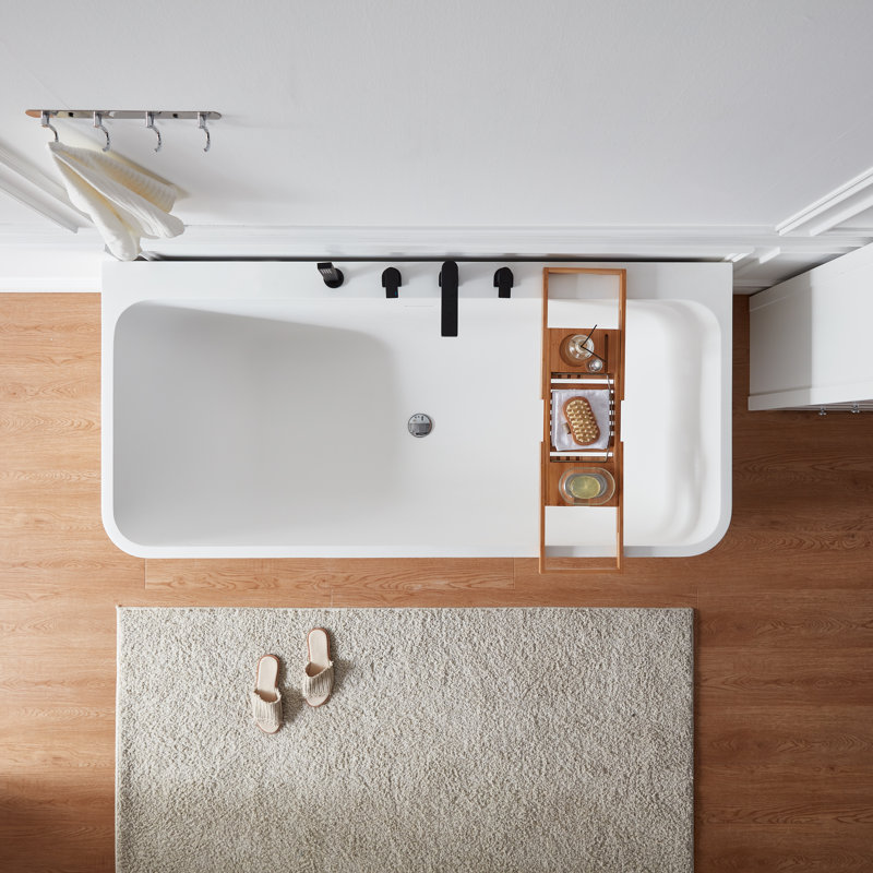 Pensen 67'' x 31.5'' Freestanding Soaking Solid Surface Bathtub | Wayfair