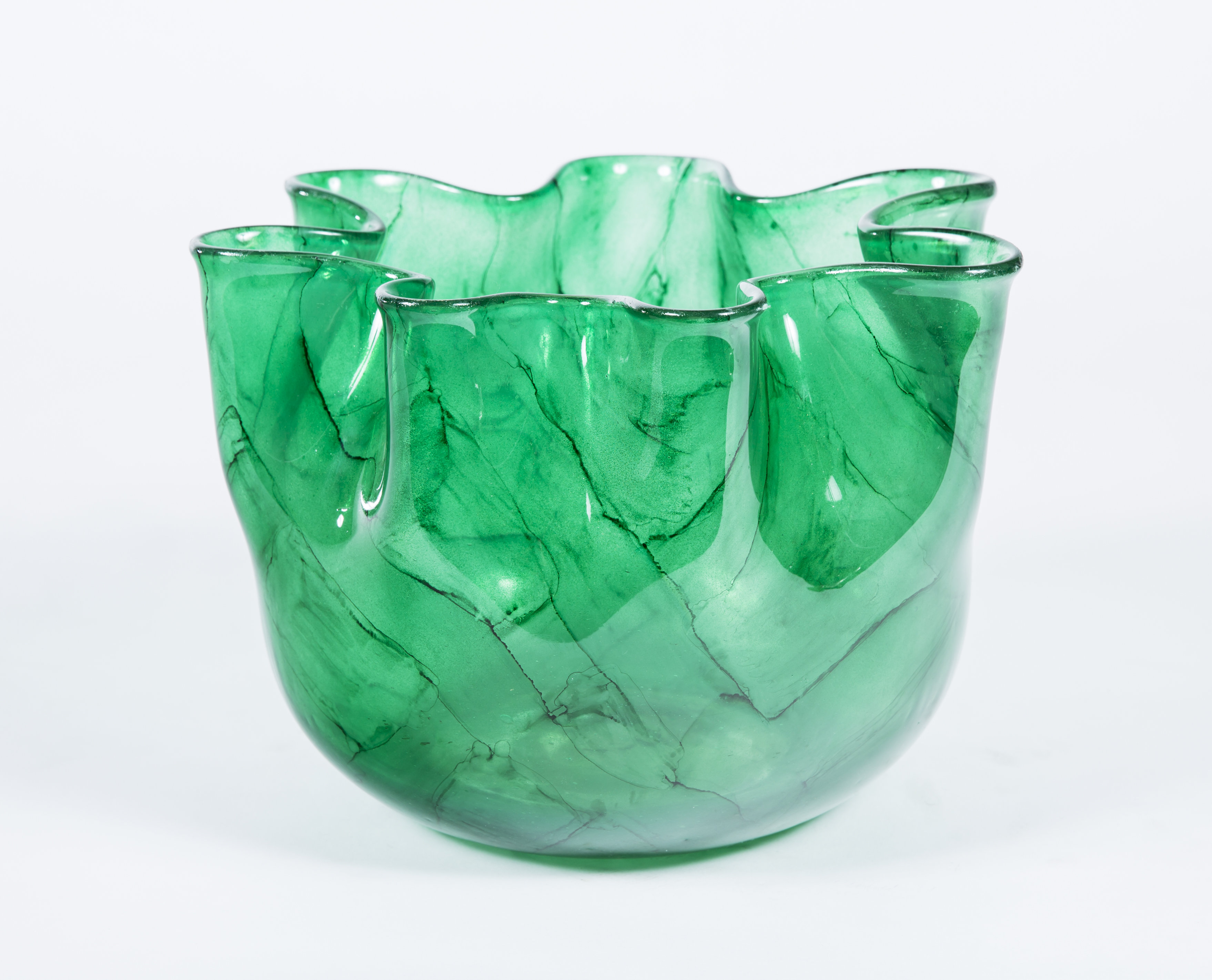 Prima Design Source Ruffle Glass Abstract Contemporary Decorative Bowl ...