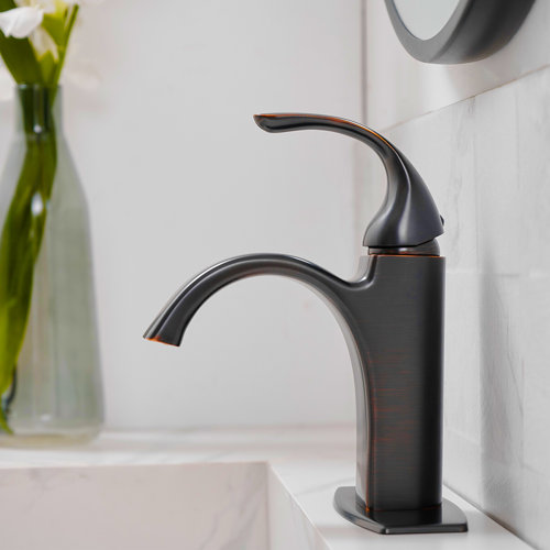 BESy High Arc Oil Rubbed Bronze Single Hole Bathroom Faucet Single ...