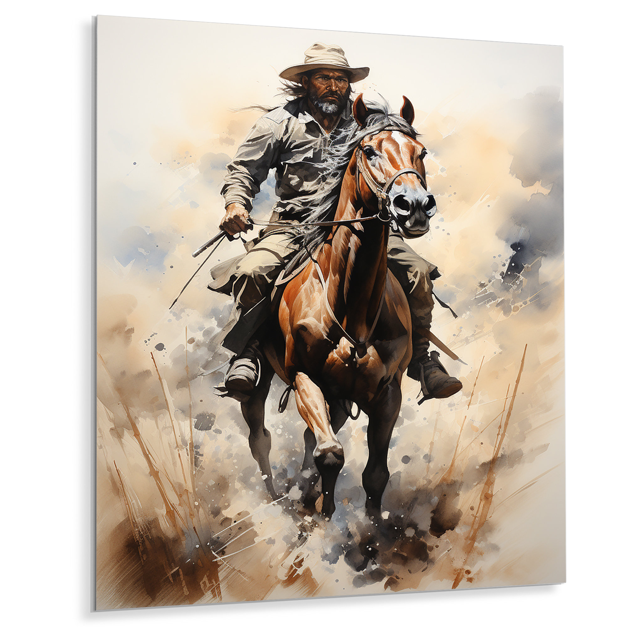 Union Rustic Cowboy Prairie Wind I - Cowboys Metal Wall Art Living Room ...