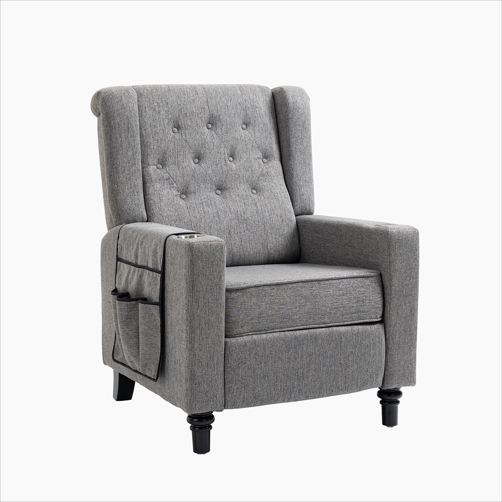 Alcott Hill® Arm Pushing Recliner Chair, Modern Button Tufted Wingback ...