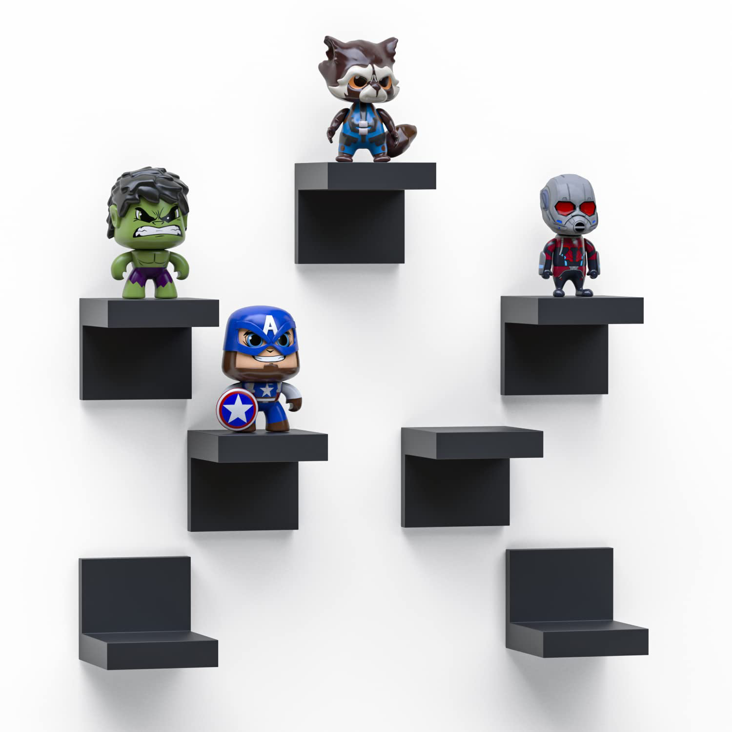 Hokku Designs 7-Pack Small Floating Shelves For Wall By , Plastic Black ...
