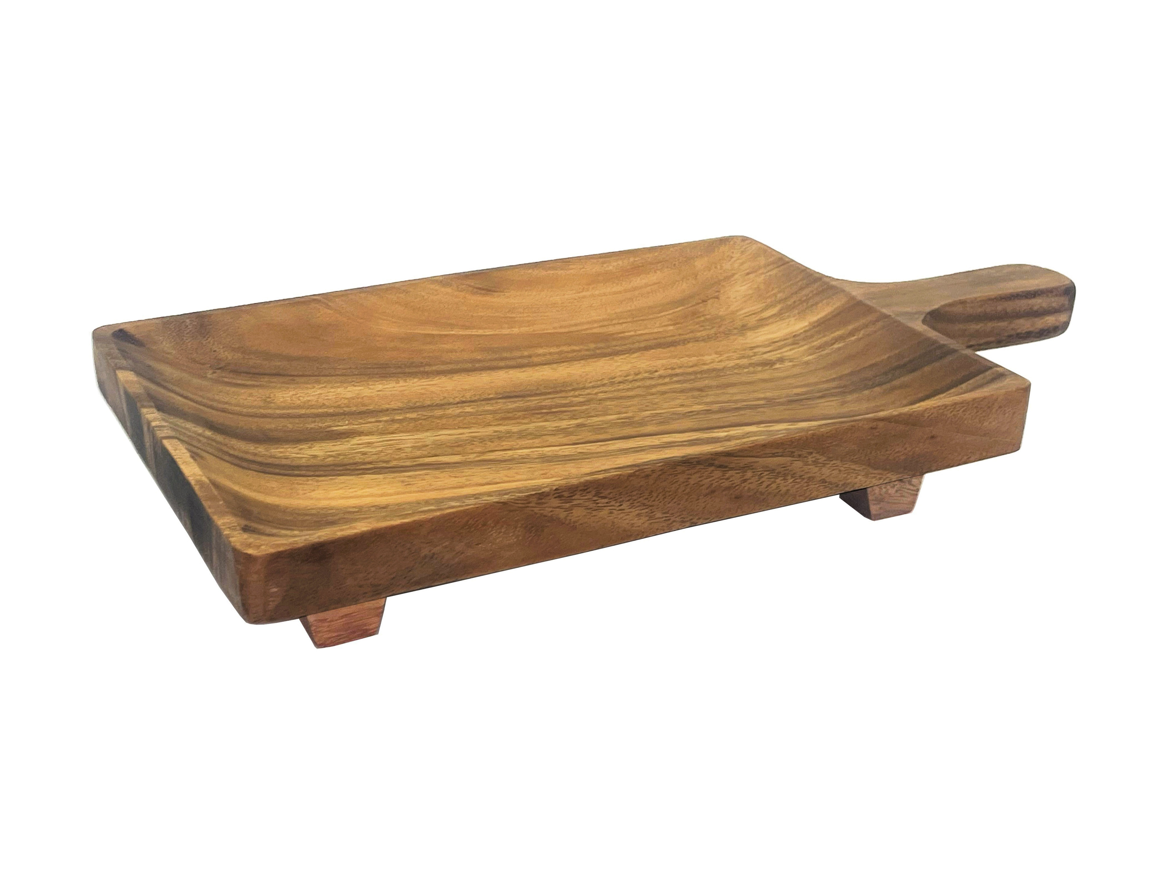 Millwood Pines 16" Rectangular Footed Serving Tray With Handle | Wayfair