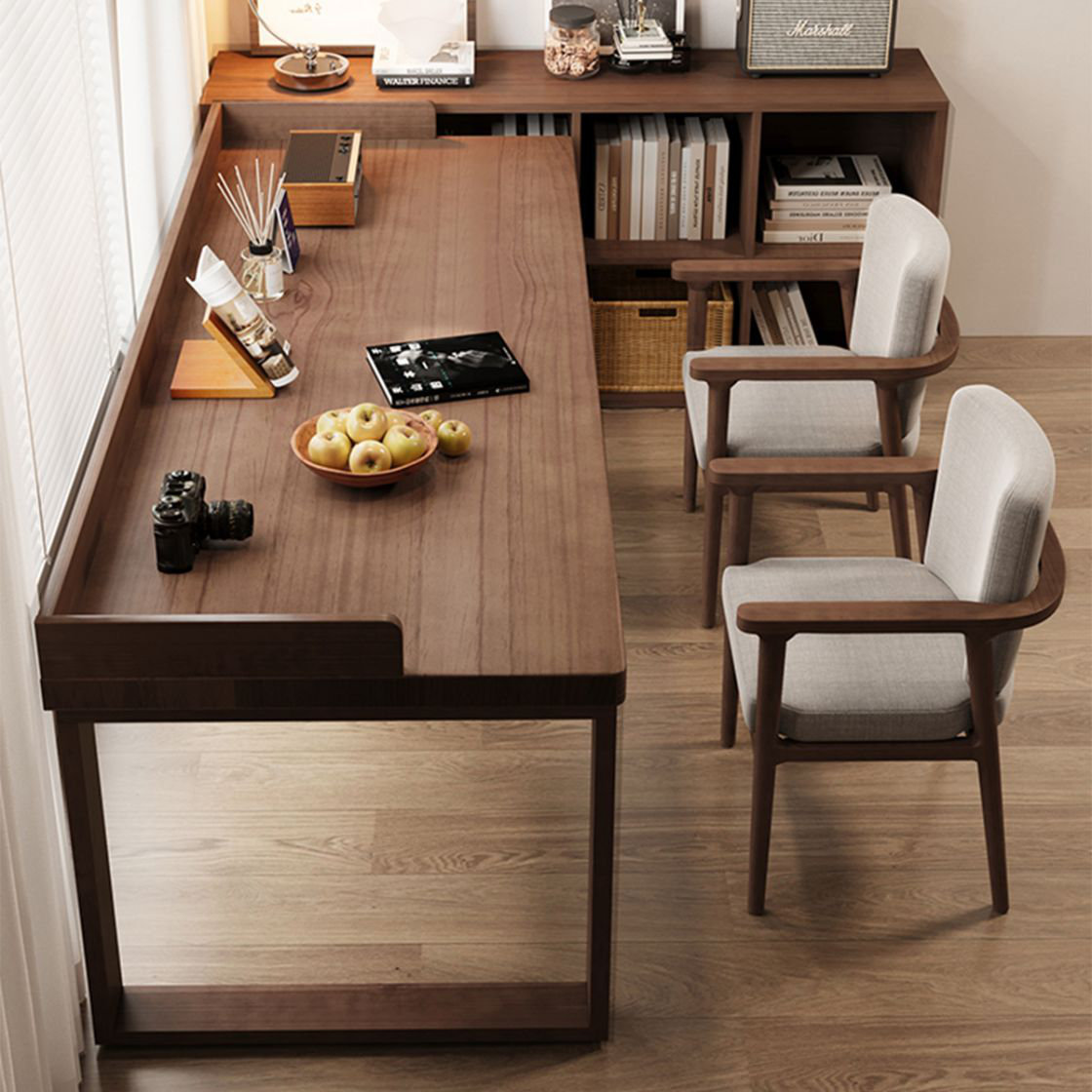 Furnire Lewi 62.99"Nut-brown Rectangular Solid Wood desks | Wayfair