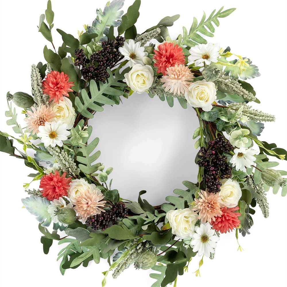 One Allium Way Spring Wreaths For Front Door Decorjuvia Large Daisy ...
