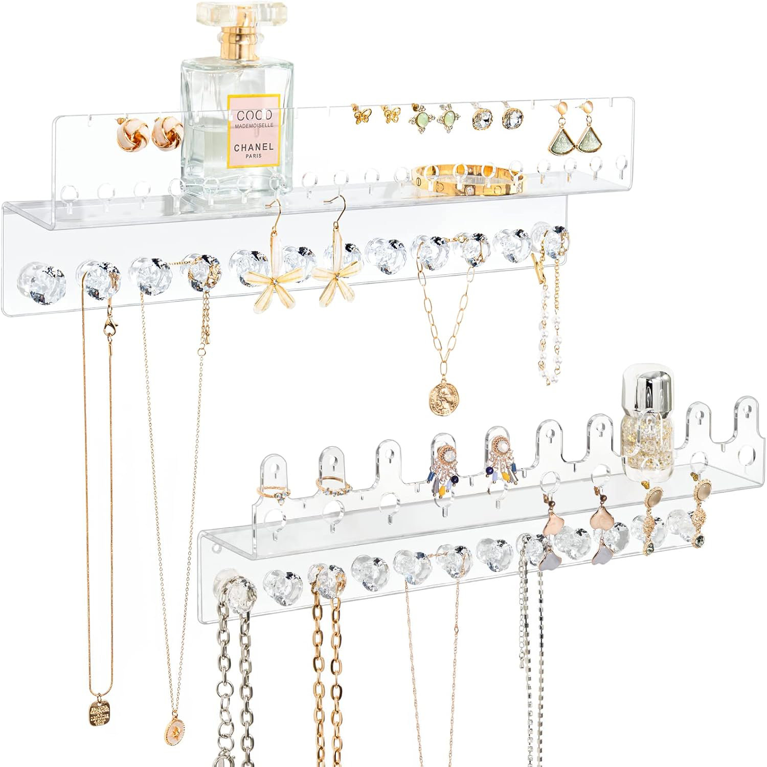 Rebrilliant Acrylic Hanging Jewelry Organizer Wall Mounted Jewelry ...