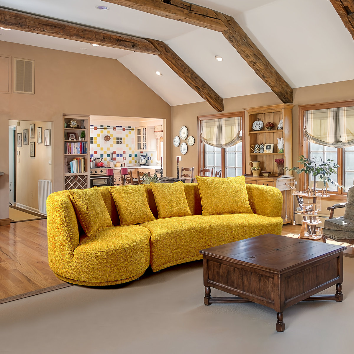 Latitude Run® Plococo 110" Sofa Couch With Swivel Barrel Chairs, 4 ...