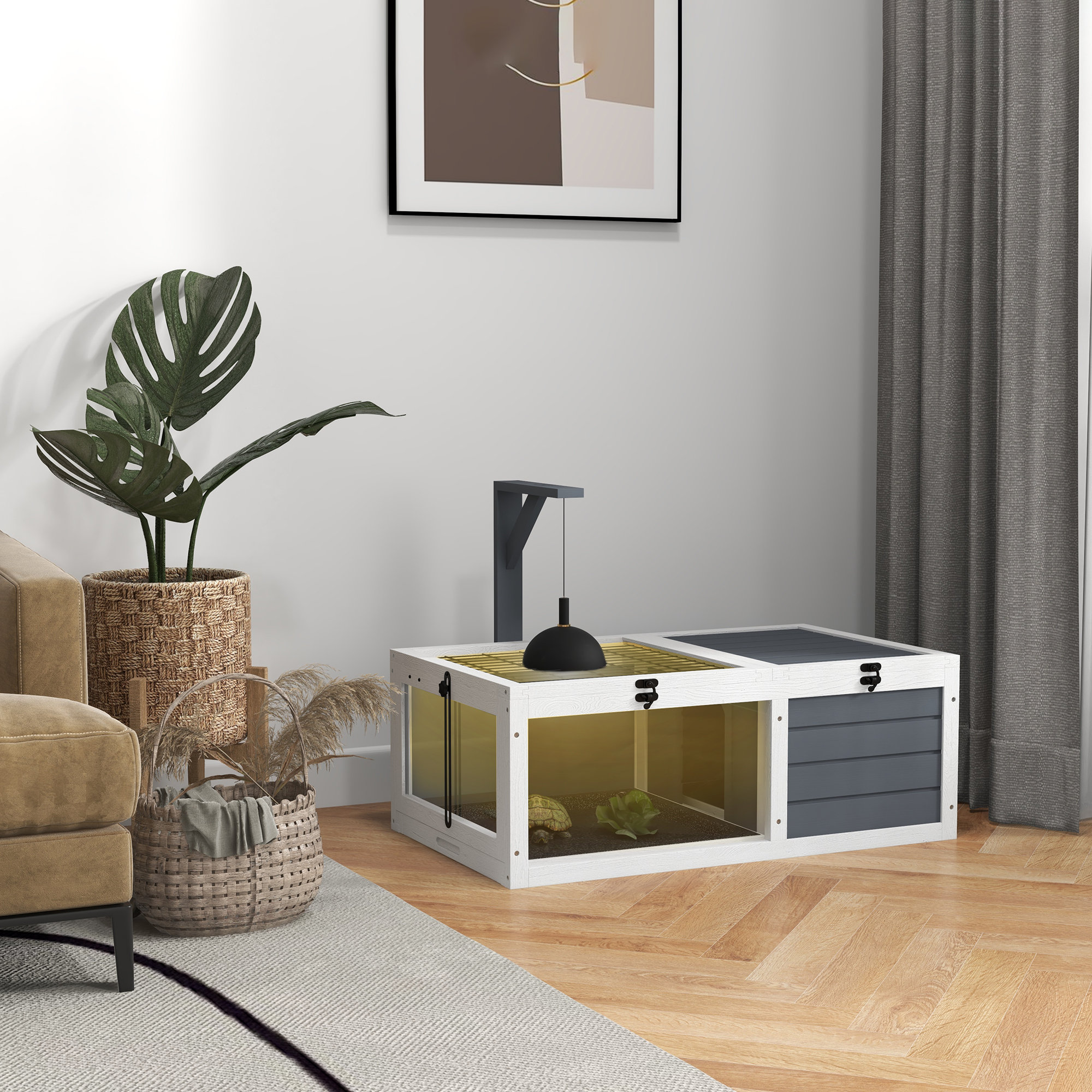 Tucker Murphy Pet™ PawHut Tortoise Habitat, Wooden Tortoise House ...