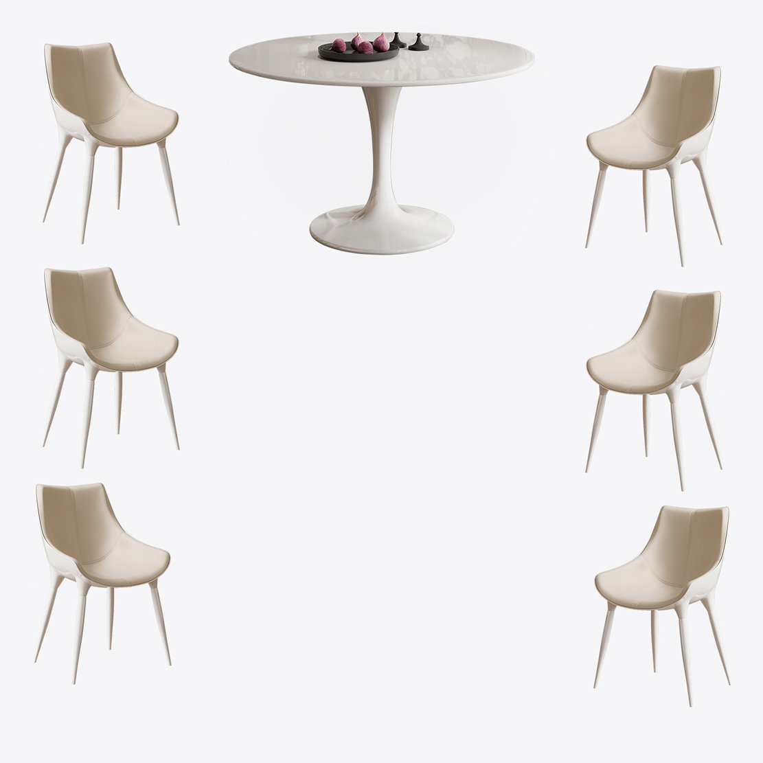 Dining Elegance French Cream Style Table And Chair Combination Round 47 ...