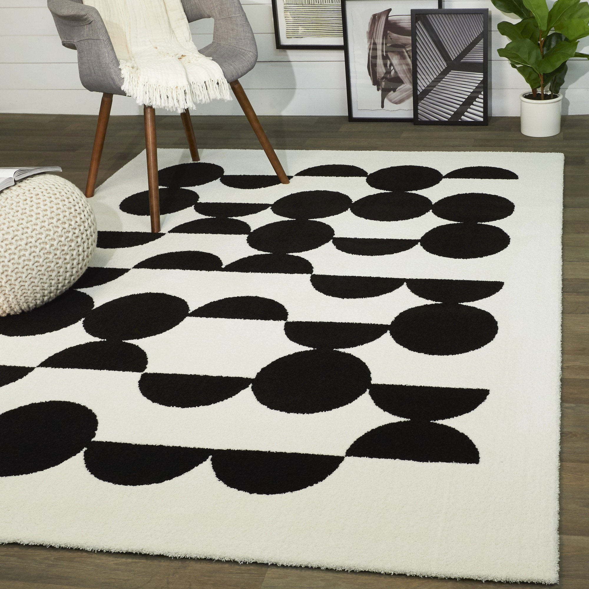 Corrigan Studio Pante Macassar Geometric White/Black Area Rug & Reviews ...