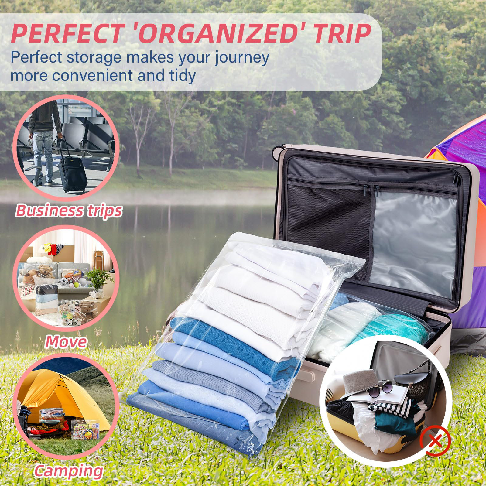 Latitude Run® Extra Large Plastic Bags,Storage Bags For Clothes, Trip ...