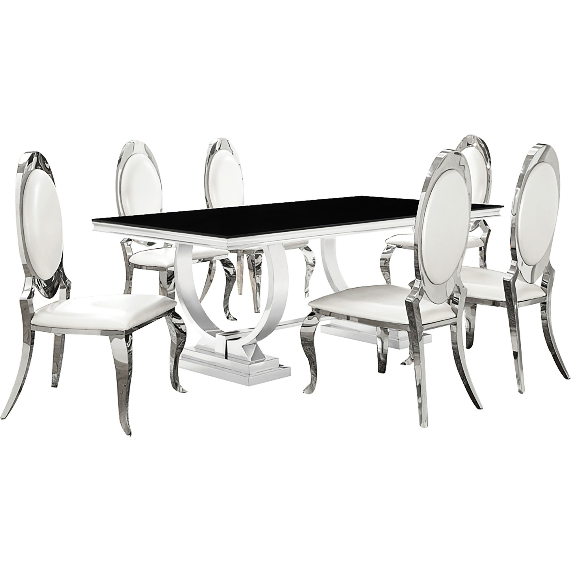 Hokku Designs Classic 7 Dining With Spacious Rectangular Table And Six ...