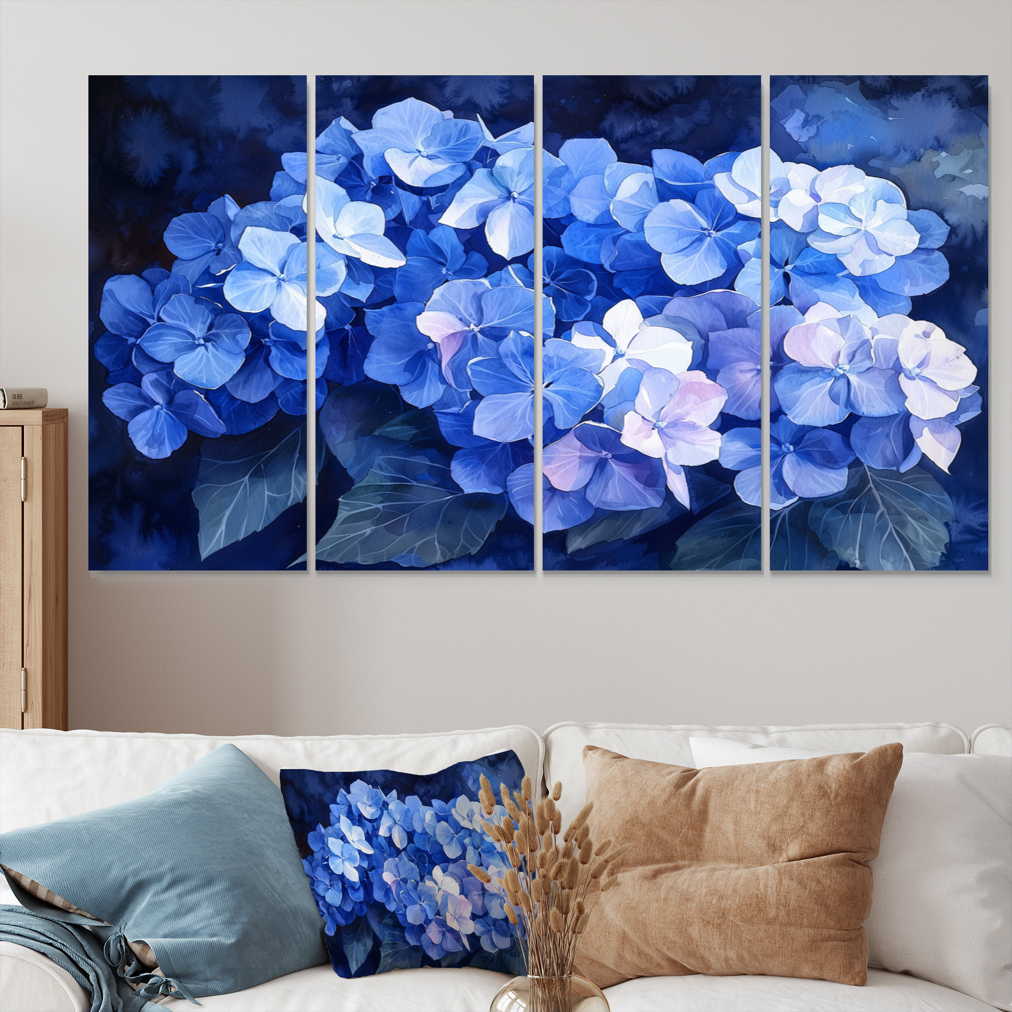 Red Barrel Studio® Hydrangeas Under The Moonlight I - Hydrangea Wall ...
