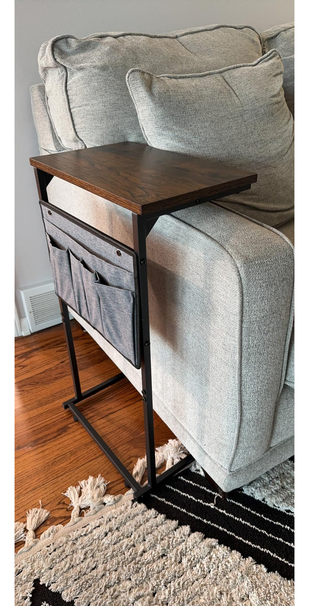 Inbox Zero C Shaped Couch Side Table with Storage Bag,Sturdy Slide ...