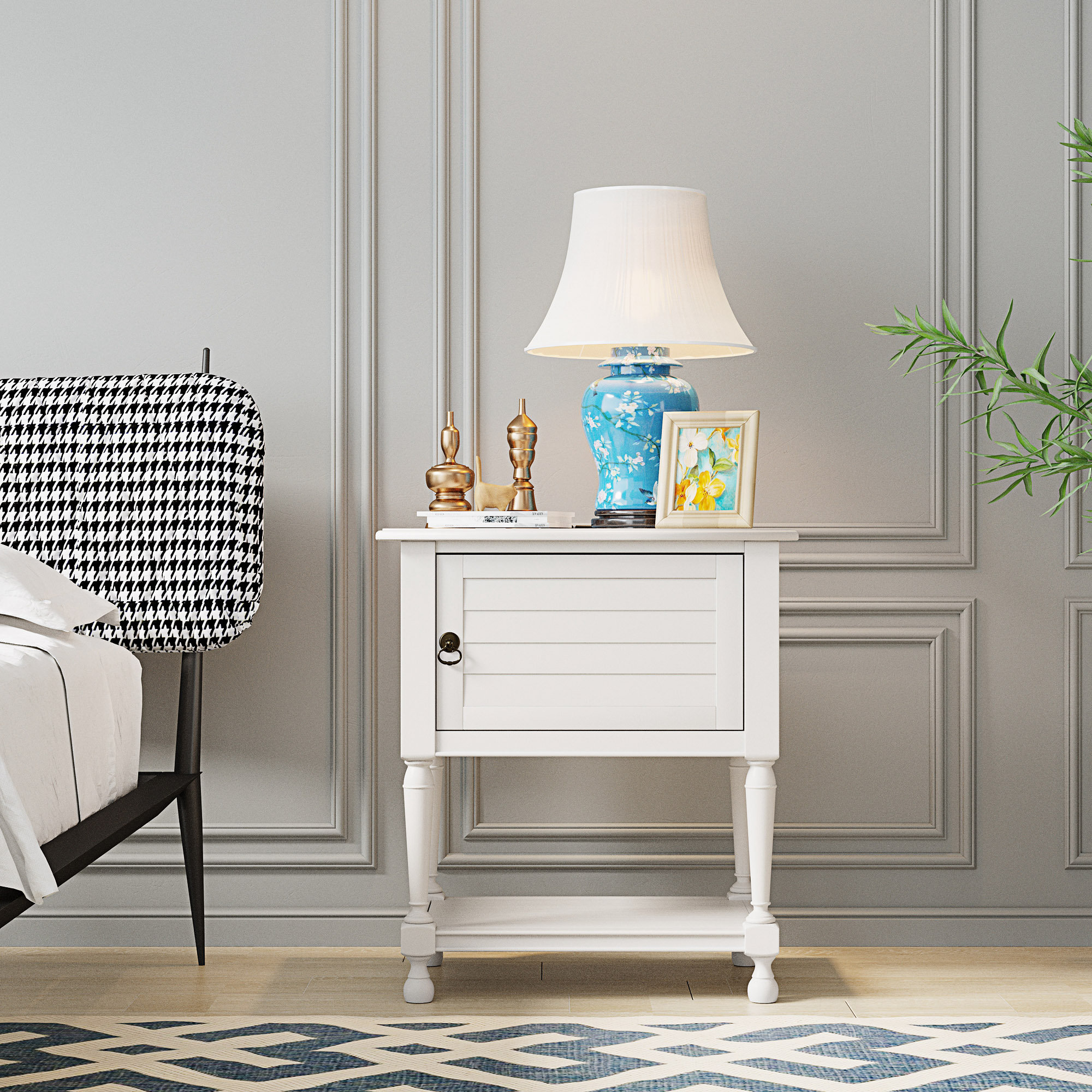 Longshore Tides Versatile Nightstand With Two Built-In Shelves Cabinet ...