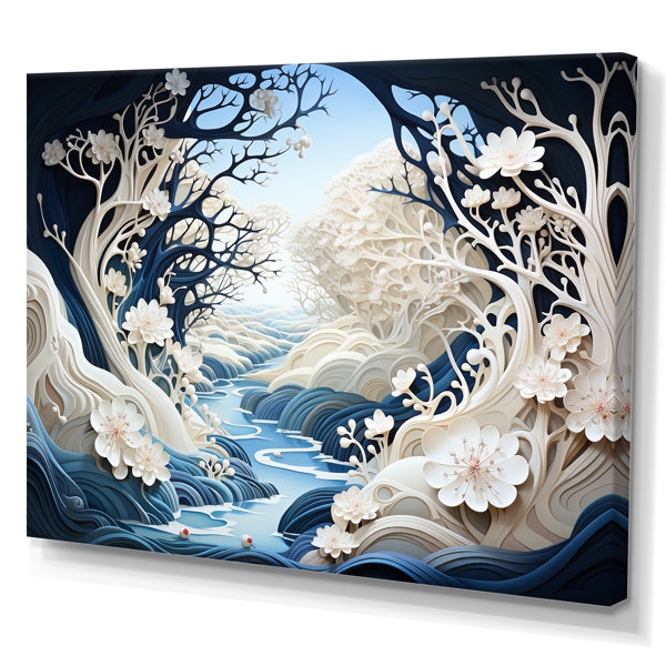 DesignArt " White And Blue River Collage " | Wayfair
