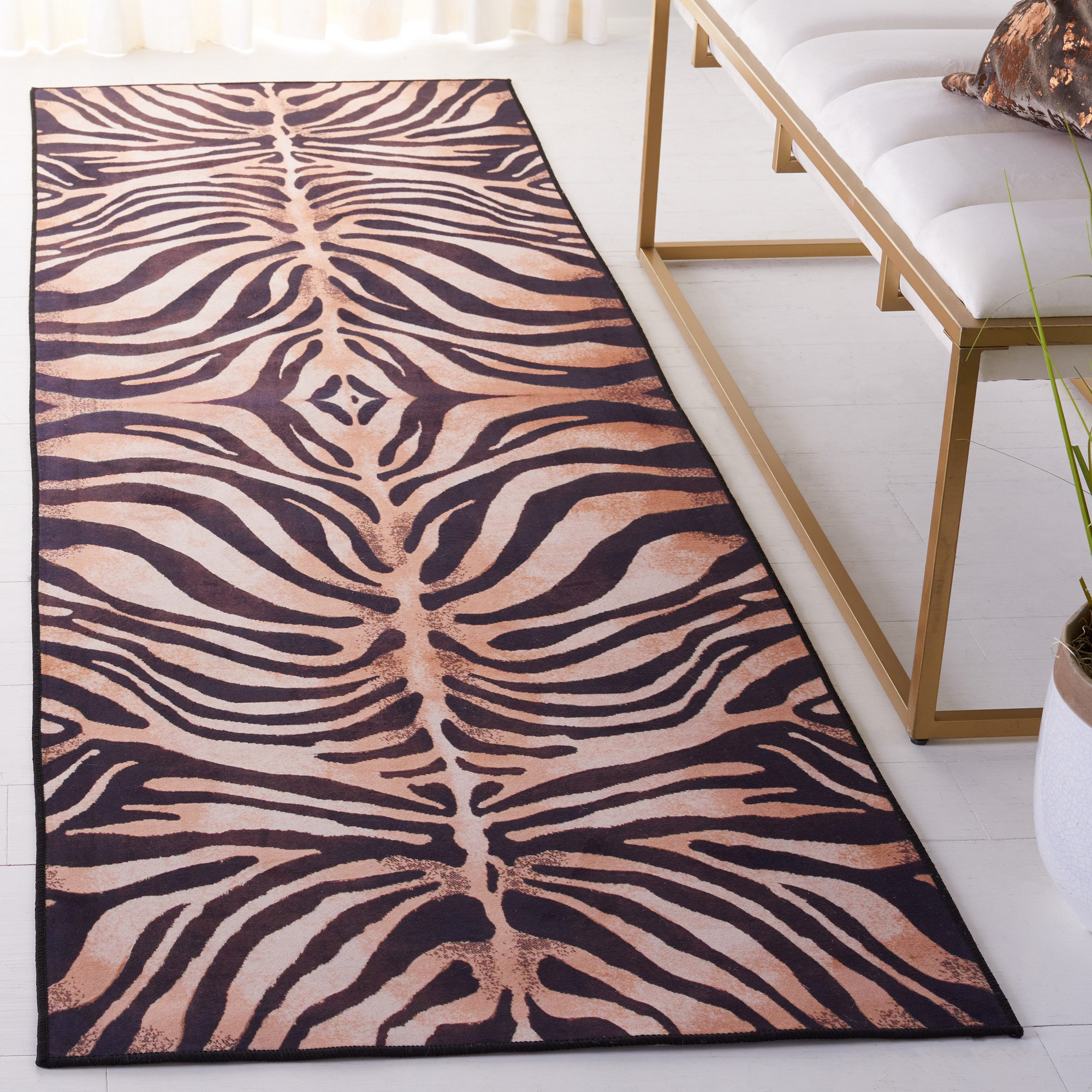 Everly Quinn Faux Hide Performance Machine Washable Animal Print Rug ...