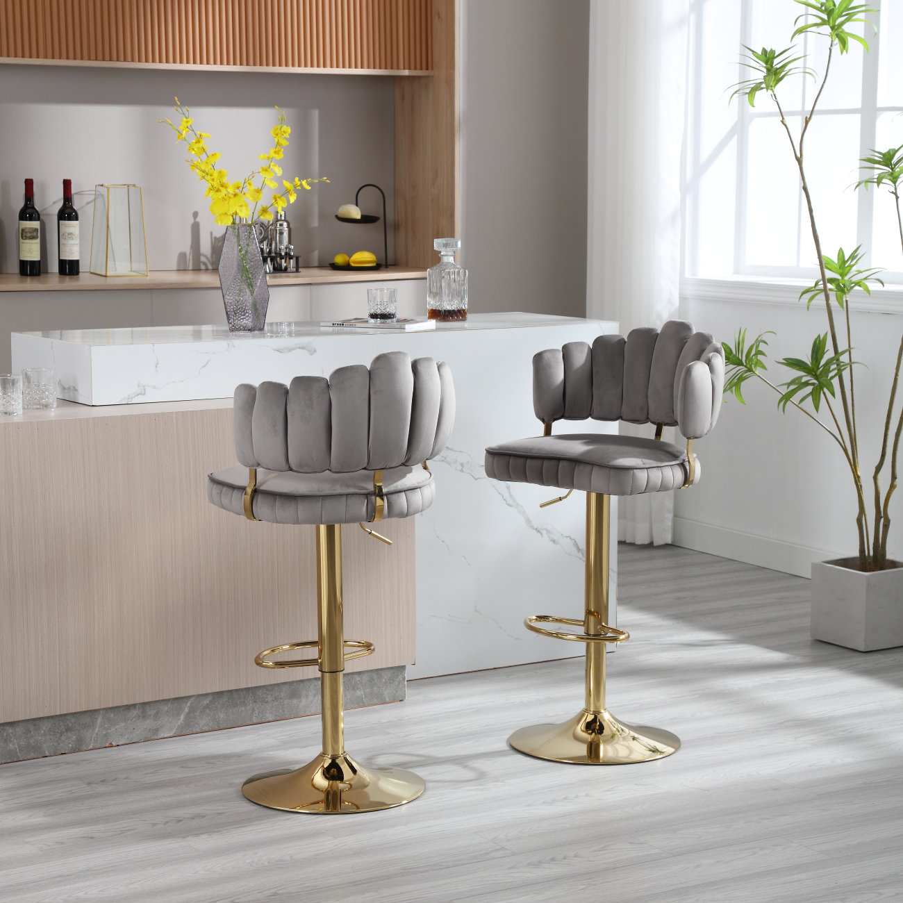 Latitude Run® Adjustable Counter Height Swivel Bar Stools Set Of 2 With ...