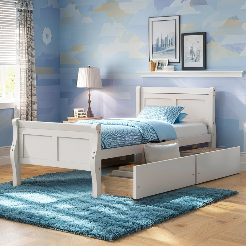 Darby Home Co Alizia Wood Platform Bed, 4 Drawers, Streamlined Head ...