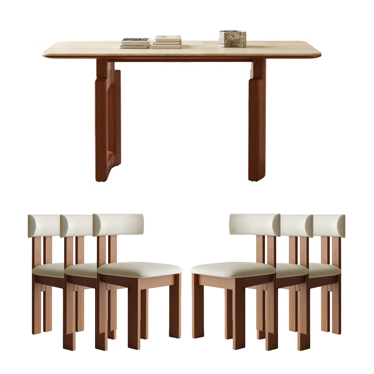 Greyleigh Ancient Style Rectangular Rock Plate Dining Table 7 - Piece ...