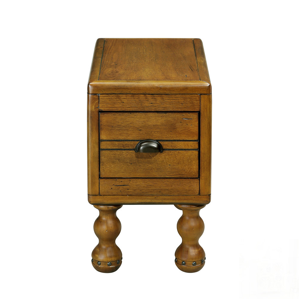 Mercer41 Solid Wood End Table, Rectangle Narrow Side Table with Drawer ...