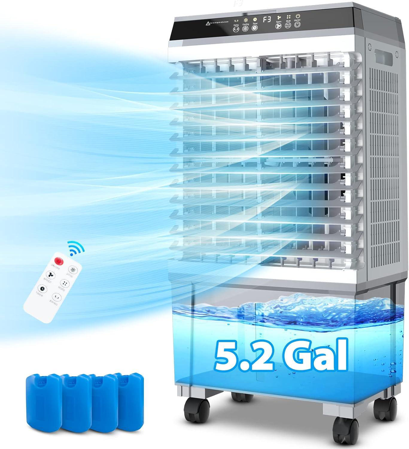 LIFEPLUS Portable Evaporative Air Cooler 1800 CFM with Remote Control ...