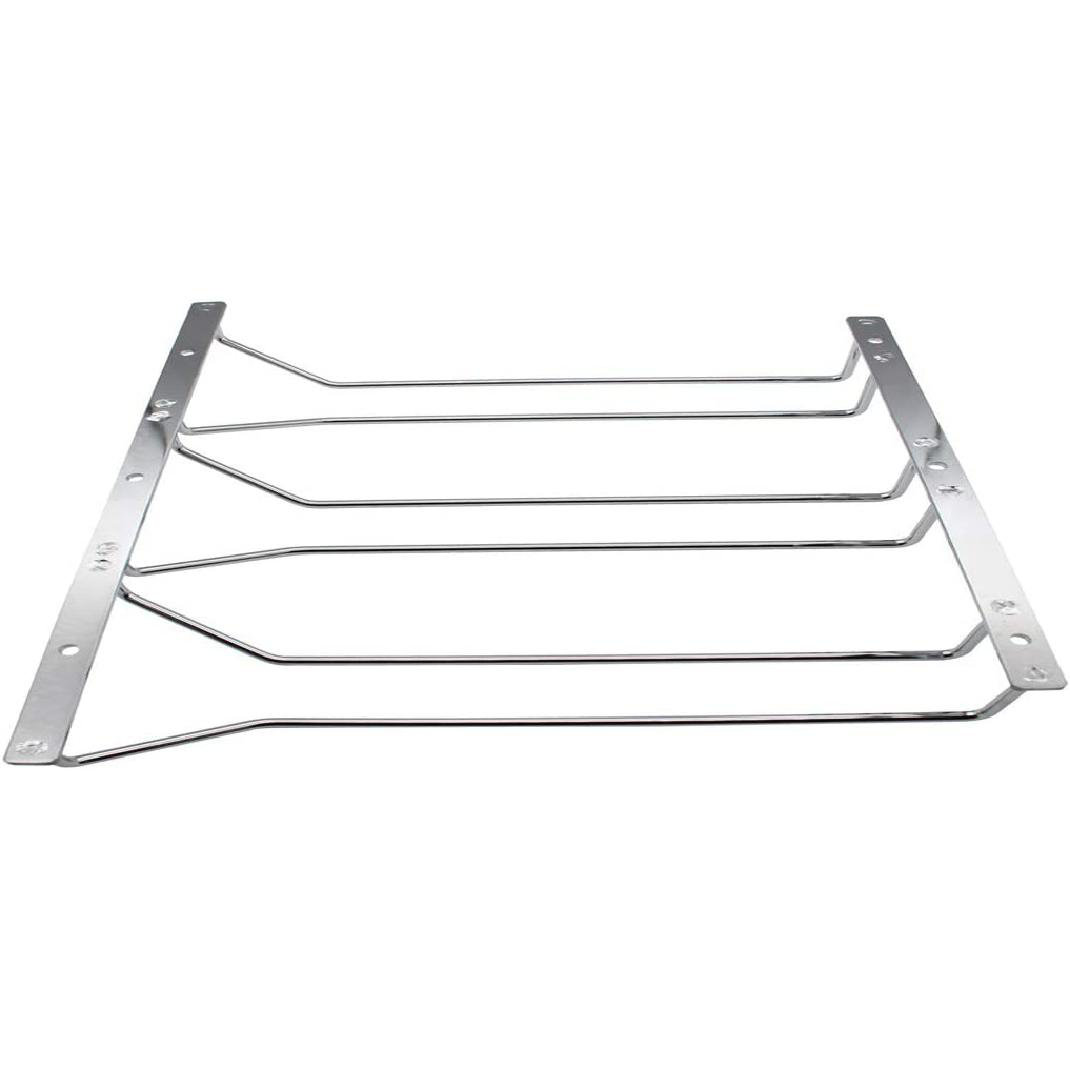 Prep & Savour 3 Rows Wine Glass Rack, 30Cm Chrome Finished Wine Glass ...