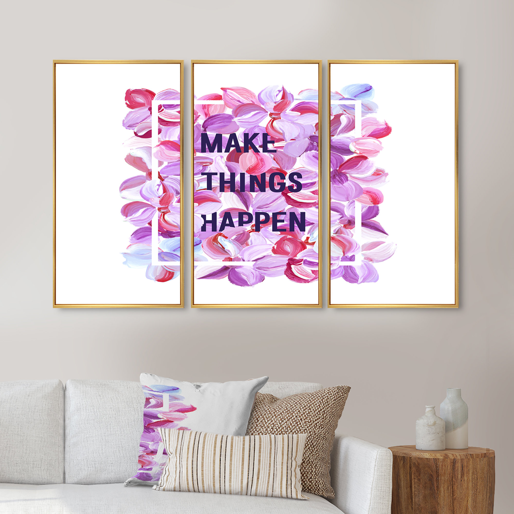 Design Art Make Things Happen - Traditional Framed Canvas Wall Art Set ...