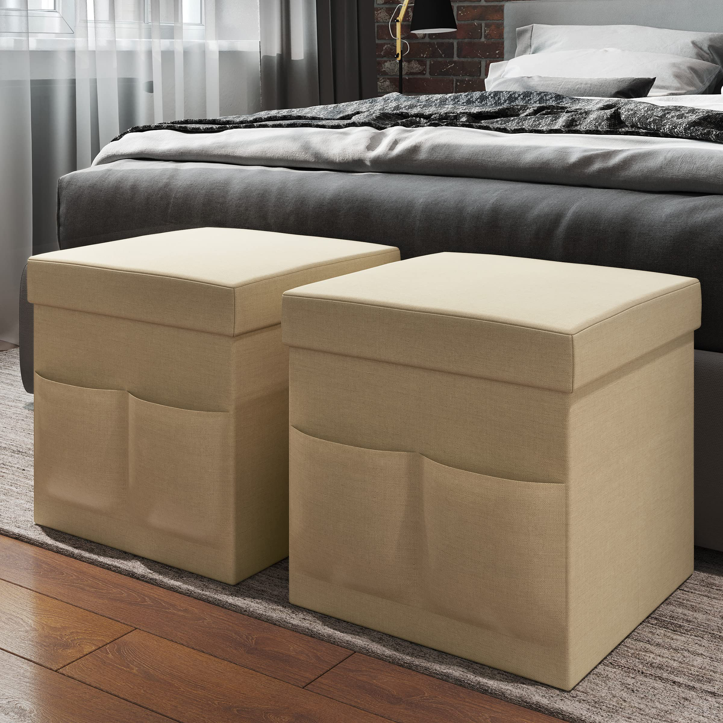 Latitude Run® Ottomans With Storage Pockets,Folding Foot Rests Or ...
