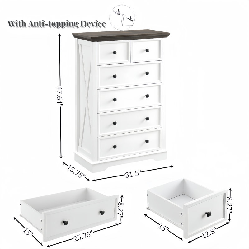 Lark Manor™ 47.64"H 6 Drawer Dresser | Wayfair