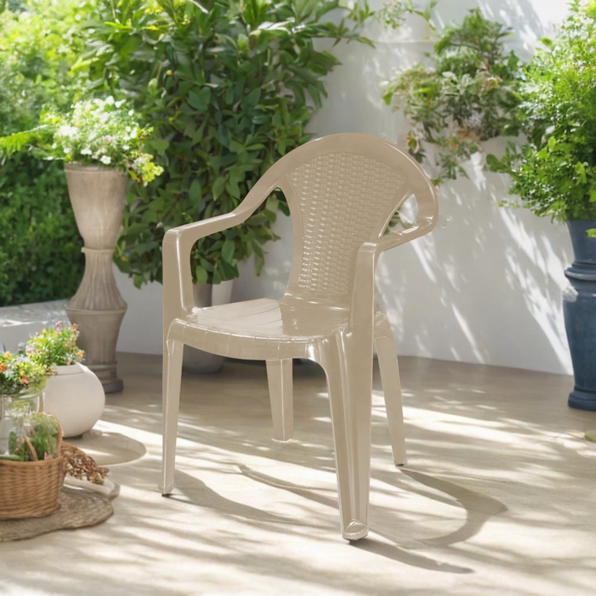 Winston Porter Rattan Arm Chair -4PK Taupe | Wayfair