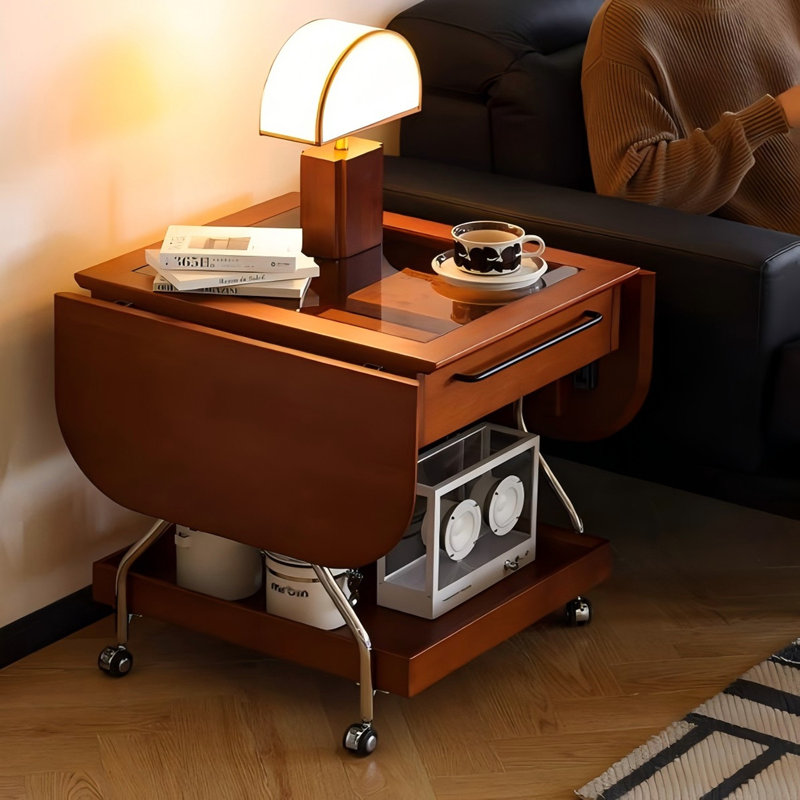 Tha Dream Team Rustic Solid Wood Mobile Cart Coffee Table | Wayfair