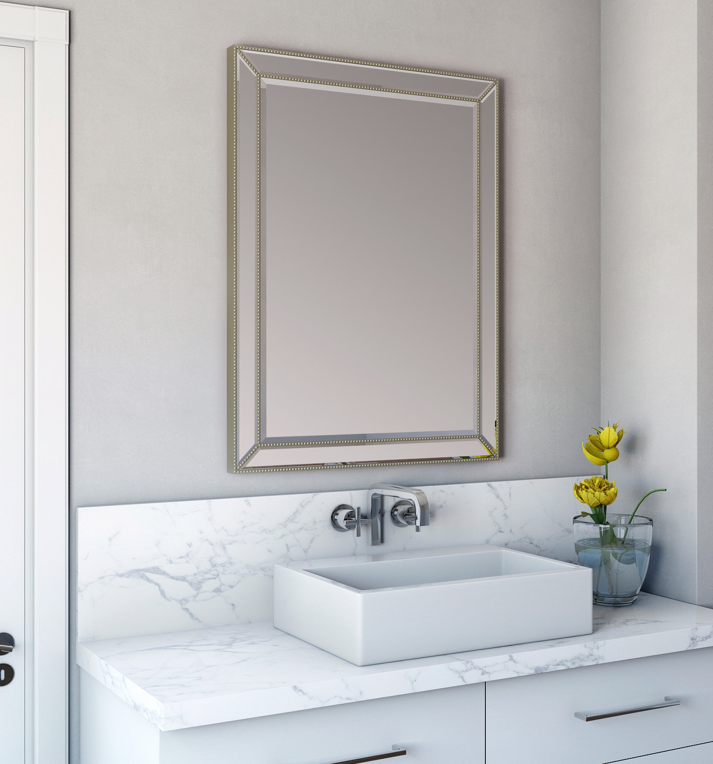 House of Hampton® Amarn Glass Framed Wall Mounted Mirror in Gold | Wayfair