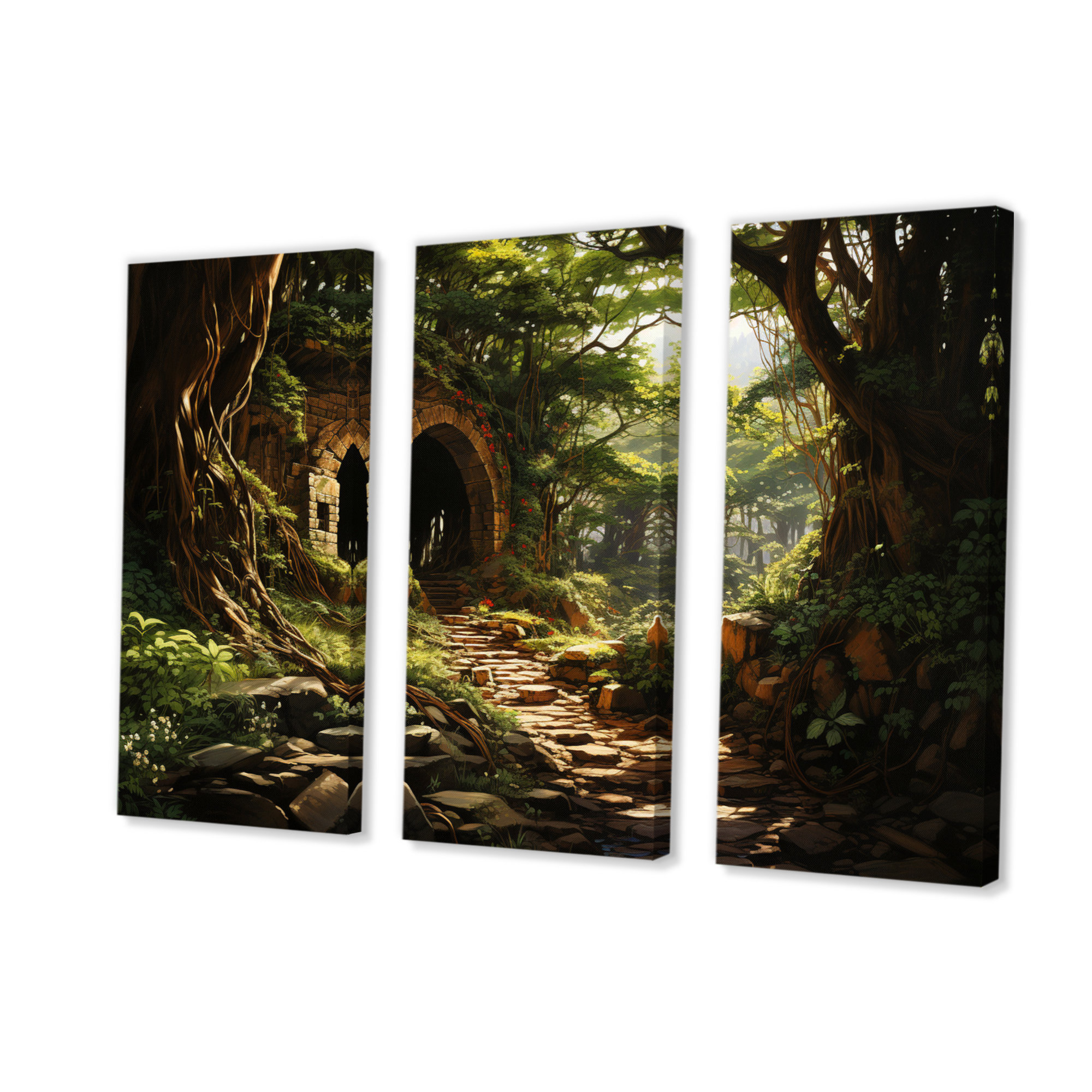 Millwood Pines Green Tunnel Enchanted Forest Earthy I - 3 Piece Wrapped ...