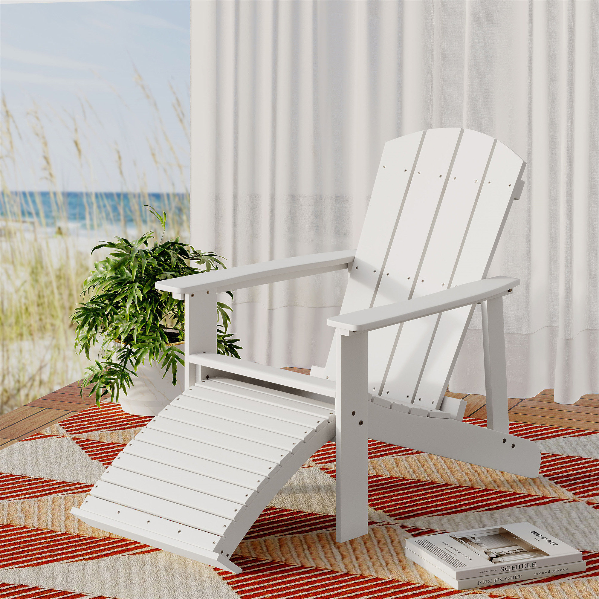 One Allium Way® HUNTER ADIRONDACK CHAIR WITH HIDEAWAY OTTOMAN | Wayfair