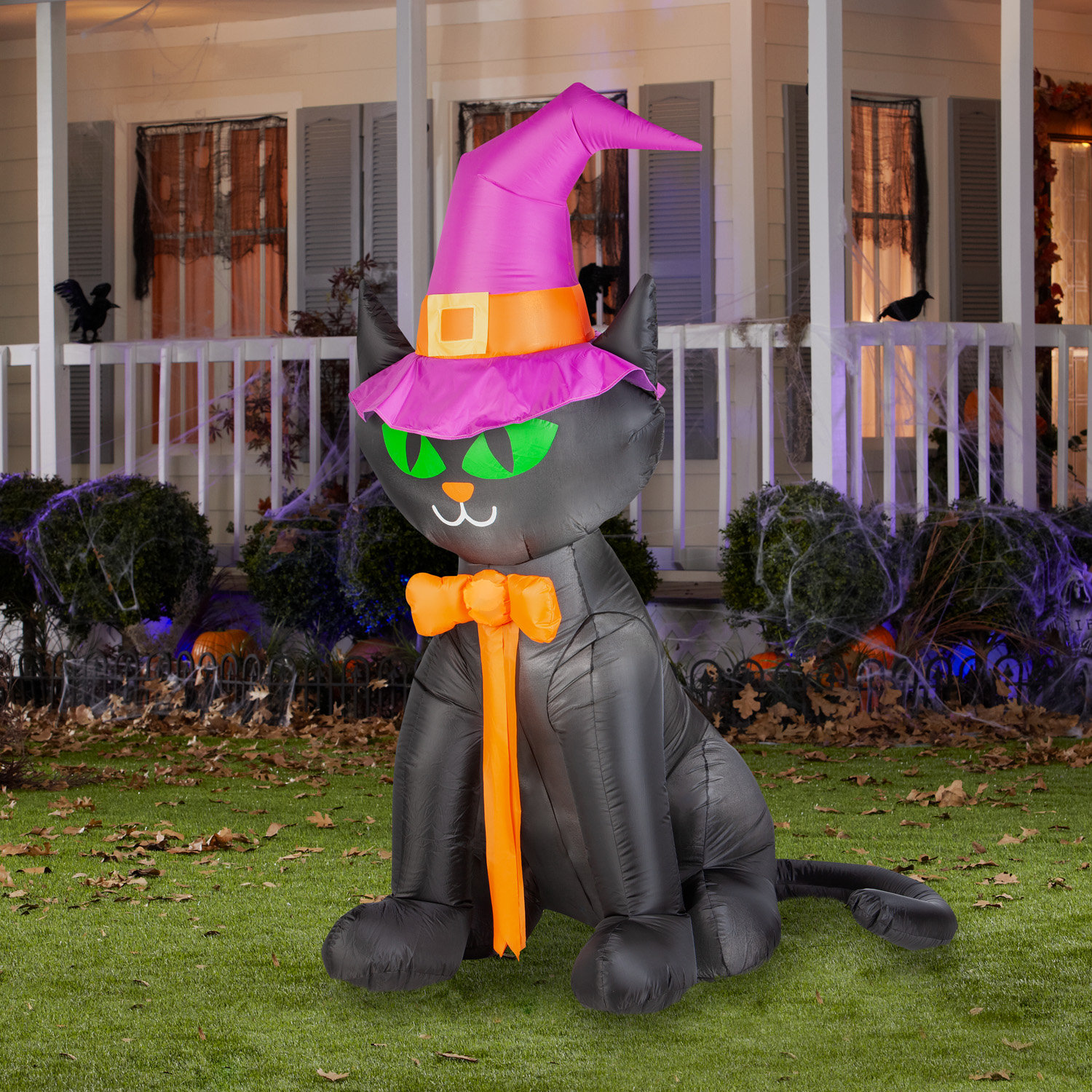 The Holiday Aisle® 6.5 Foot Cat With Hat Airblown Inflatable - Wayfair ...