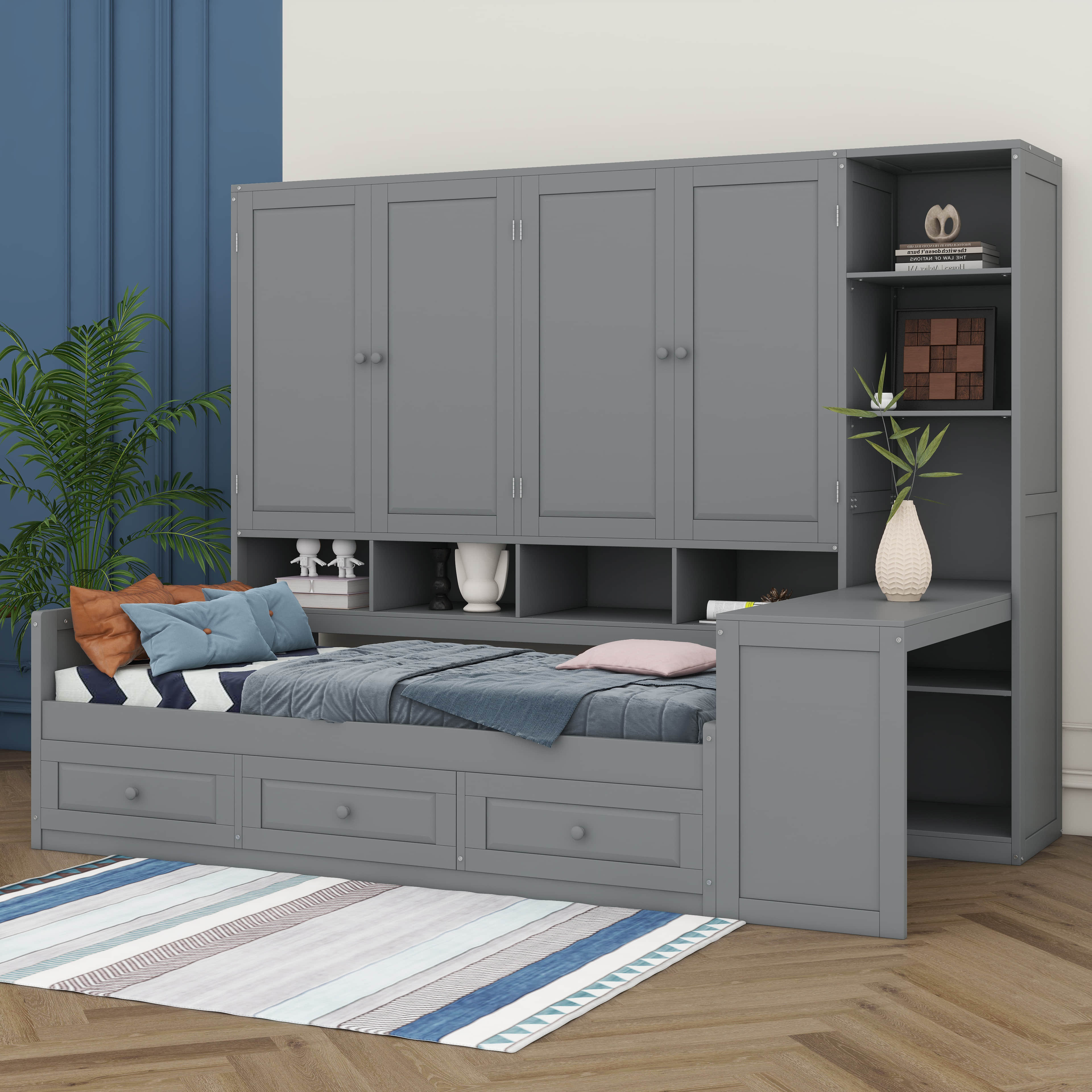 Red Barrel Studio® Daybed With All-In-One Cabinet, Desk And Shelves ...