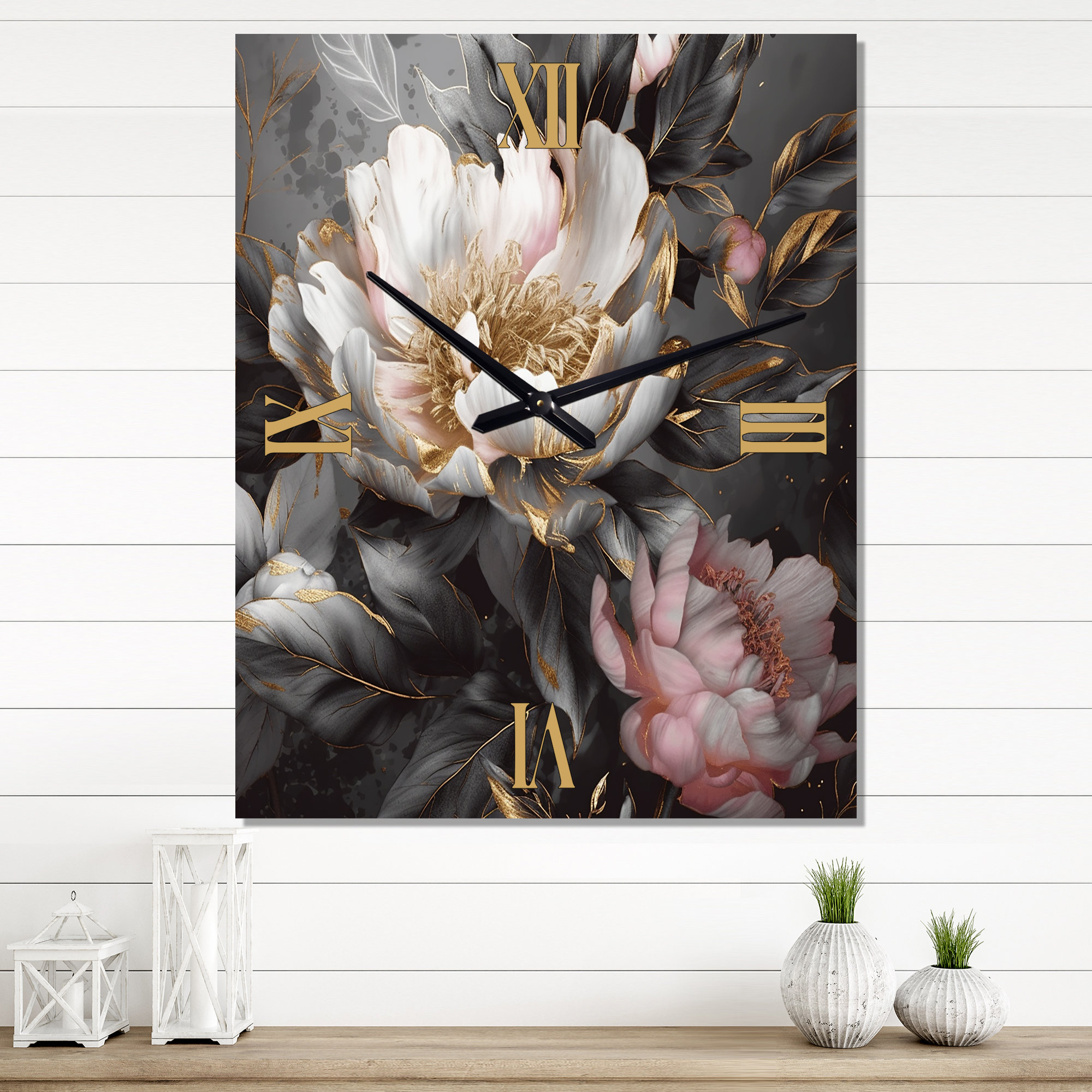 East Urban Home Janeiah - Floral Peony Wall Clock | Wayfair