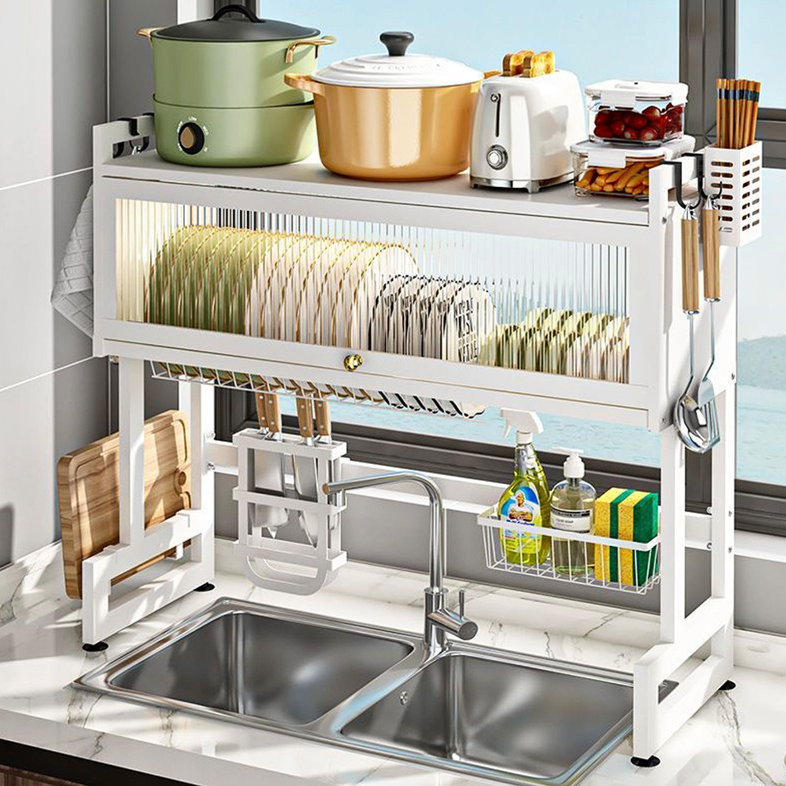 BAOKALER Kitchen Sink Countertop Dustproof Storage Rack | Wayfair