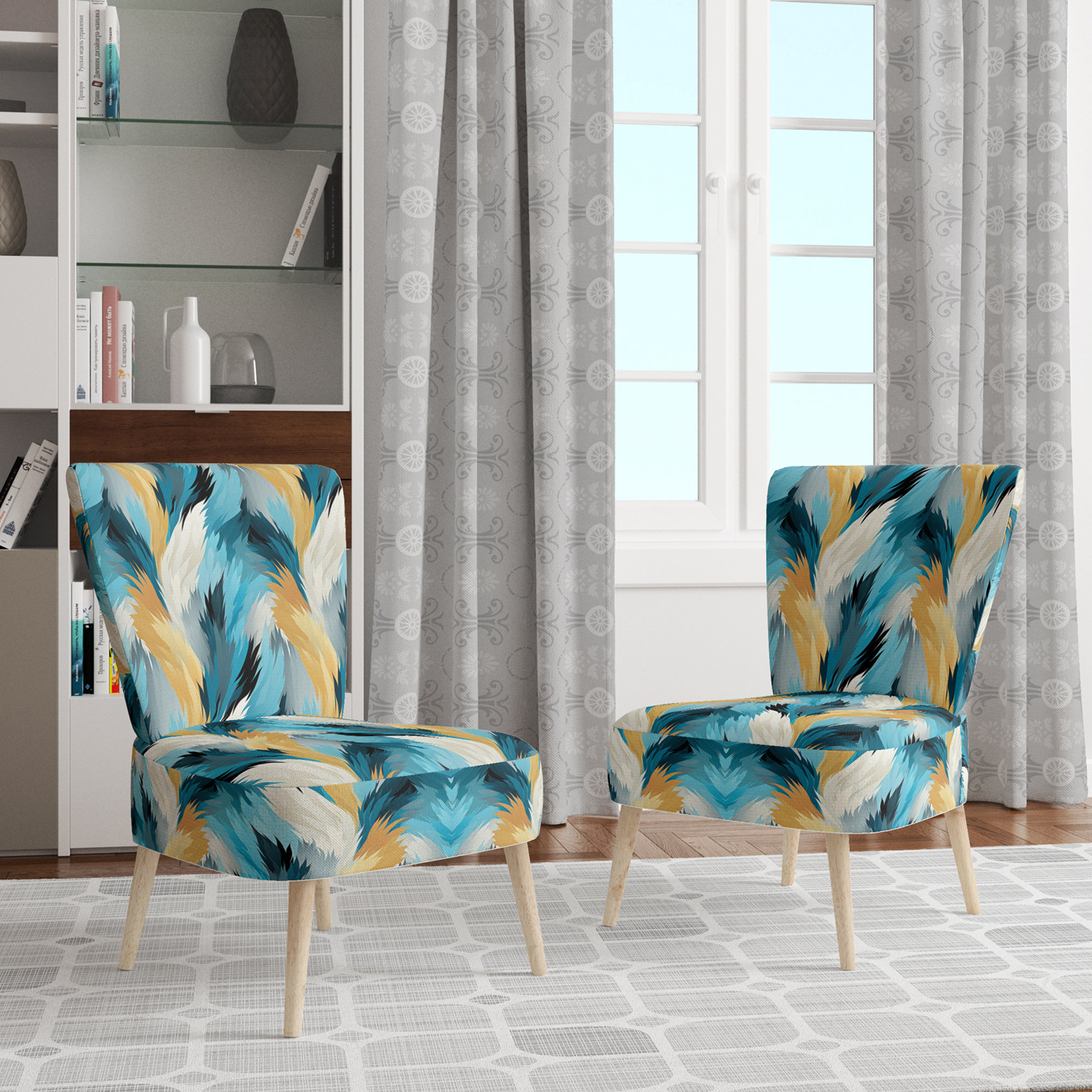 Red Barrel Studio® Turquoise Contemporary Ikat Fusion - Upholstered ...