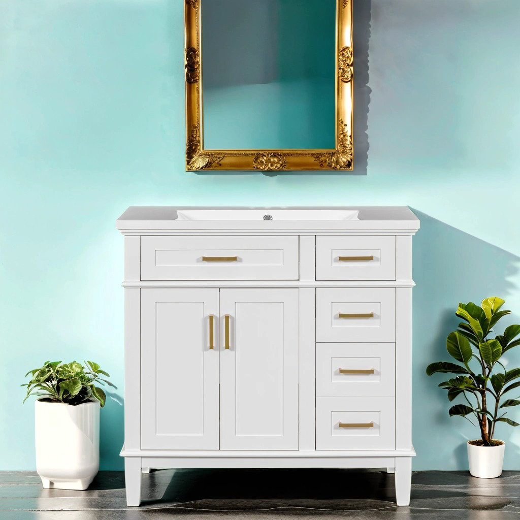 Winston Porter 36 Inch Bathroom Vanity With Resin Sink Featuring Two