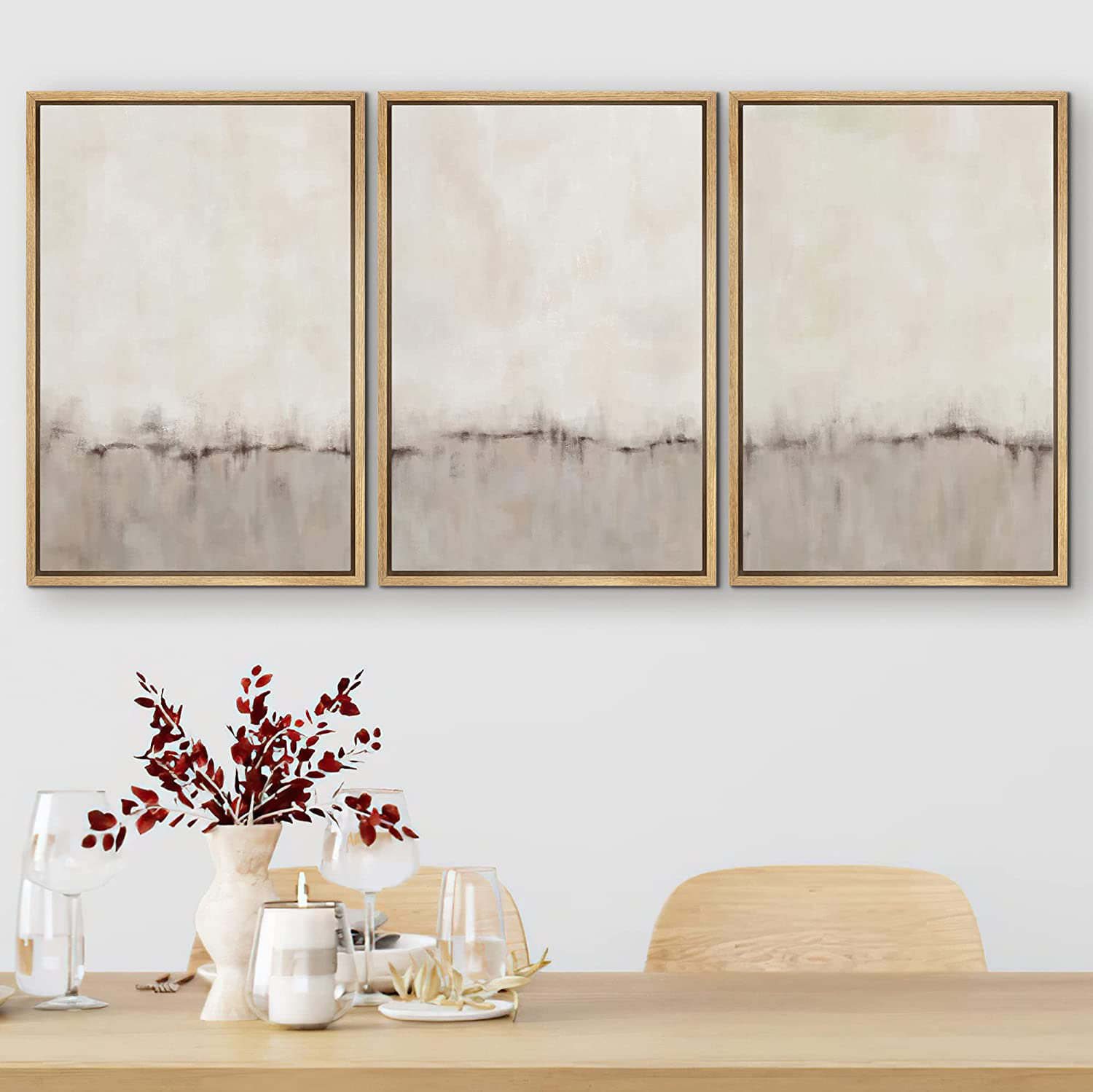 SIGNLEADER Pastel Abstract Organic Modern Neutral Wall Art Set ...