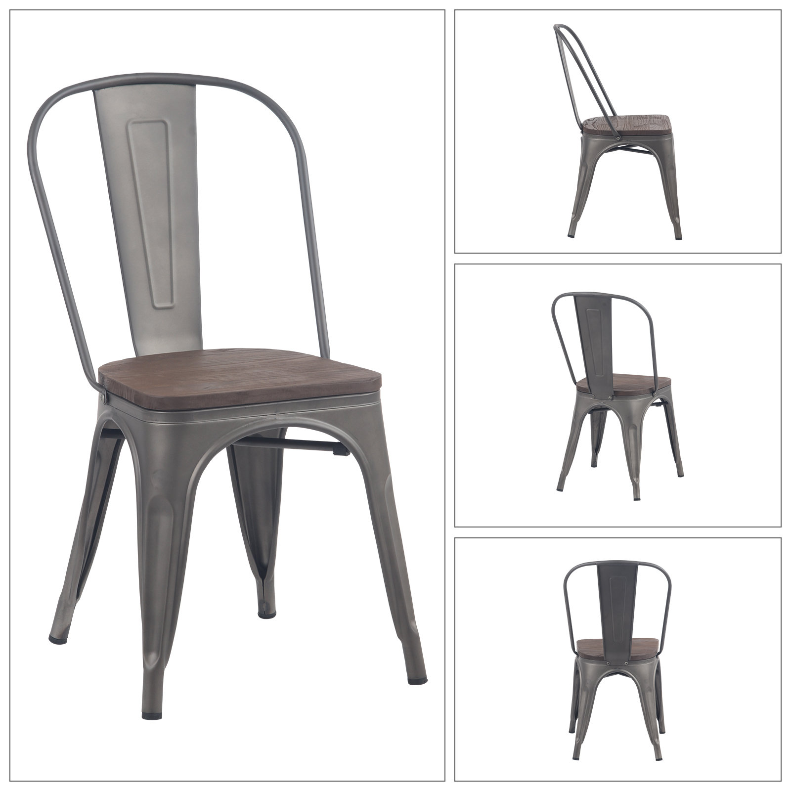 Trent Austin Design® Metal Stackable Side Chairs, Armless Dining Chairs ...